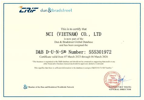 NCI Vietnam Has Successfully Registered For The D U N S Number