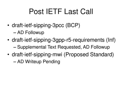 SIPPING Working Group IETF Ppt Download