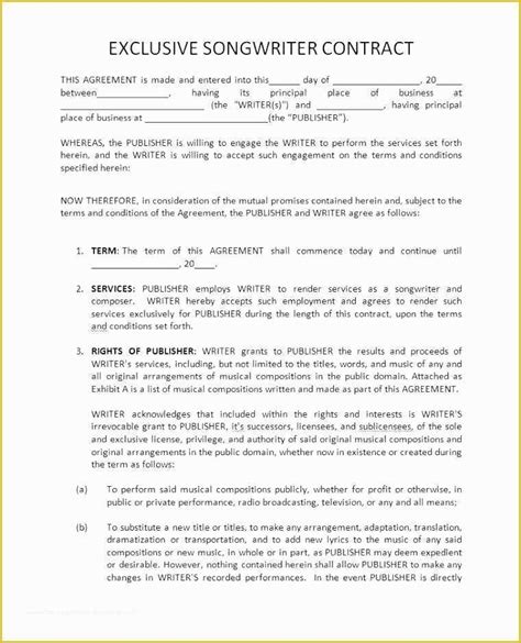 56 Record Label Contract Template Free Heritagechristiancollege