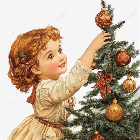 크리스마스 트리를 장식한 어린 소녀 젊은 처녀 크리스마스 트리 별 Png 일러스트 및 이미지 에 대한 무료 다운로드 Pngtree