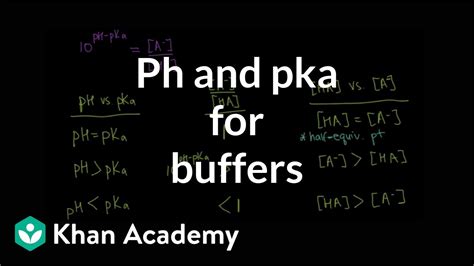 Ph And Pka Relationship For Buffers Chemistry Khan Academy Youtube