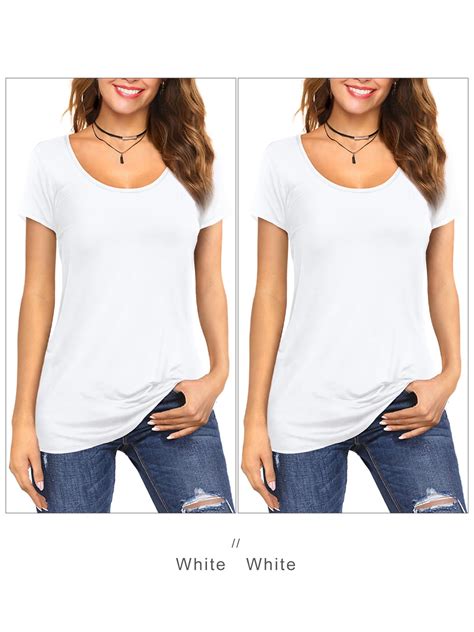 Jylfc Women 2 Packs Shirts Scoop Neck T Shirts Short Sleeve Tee Tops