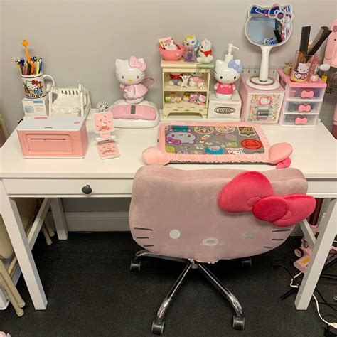 Hello Kitty Desk Chair Setup In 2024 Girly Room Hello Kitty Desk