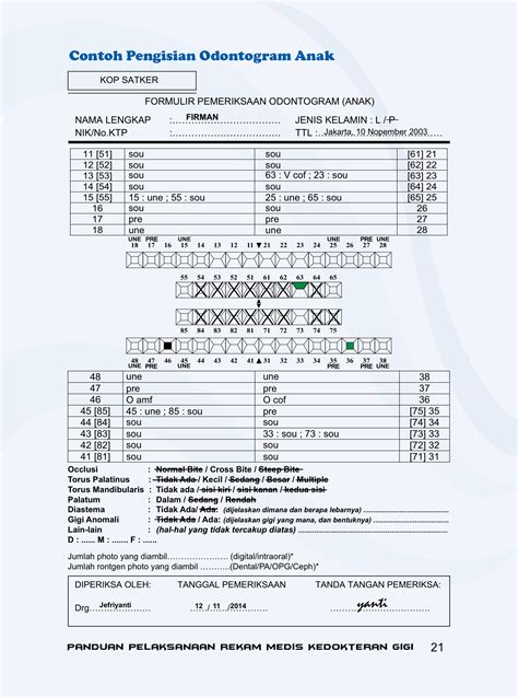Panduan Pengisian Odontogram Info Drg