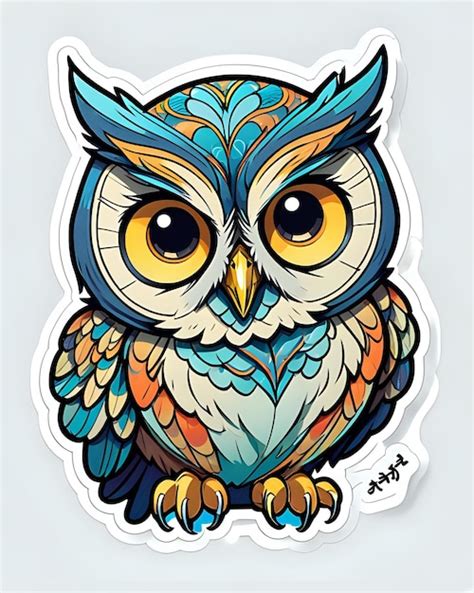 Illustration Of A Cute Owl Sticker With Vibrant Colors And A Playful