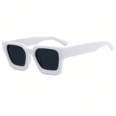 2024 Fashionable Personality White Square Sunglasses For Men Retro