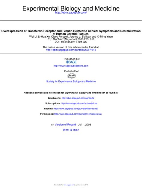 Pdf Overexpression Of Transferrin Receptor And Ferritin Related To