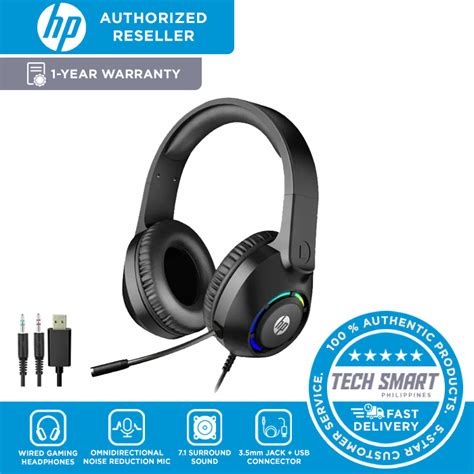 Hp Dhe Wired Gaming Headphones Surround Sound Over Ear With Led Office Headset