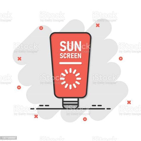 플랫 스타일의 자외선 차단 아이콘 흰색 고립 된 배경에 선블록 크림 벡터 일러스트레이션 Spf 케어 비즈니스 개념 건강관리와