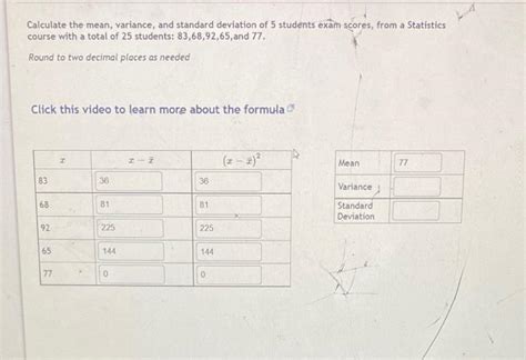Solved Calculate The Mean Variance And Standard Deviation Chegg