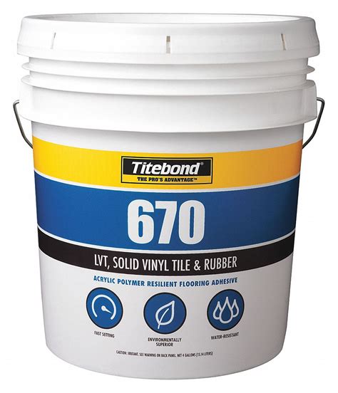 Titebond Flooring Adhesive Vinyl Rubber 4 Gal 40jm75 9244 Grainger