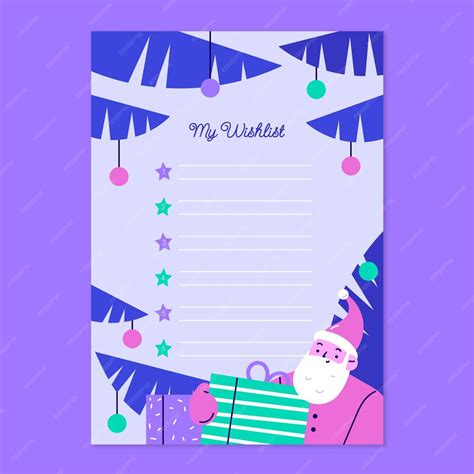 손으로 그린 위시리스트 템플릿 무료 벡터