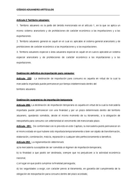 Codigo Aduanero CÓdigo Aduanero ArtÍculos Artículo 2 Territorio