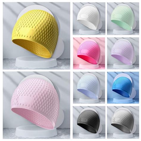 หมวกว่ายน้ำ ซิลิโคน กันน้ำ หมวกซิลิโคน กันยูวี ยืดหยุ่น ไม่กินผม ป้องกันสารคลอรีน Vaccine 6