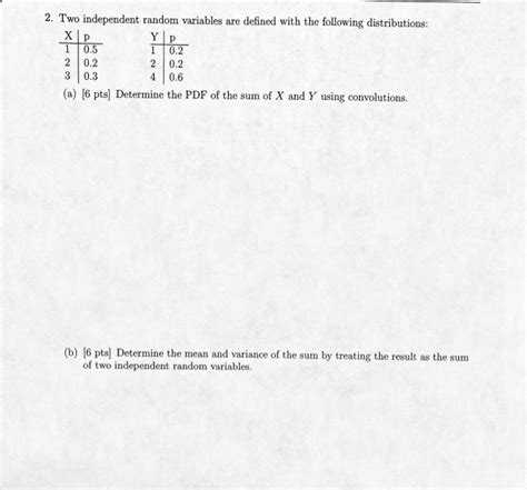 Solved 2 Two Independent Random Variables Are Defined With