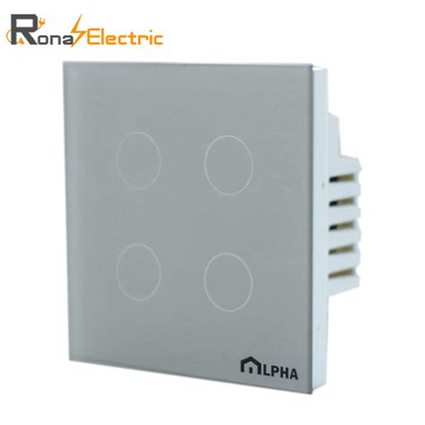 کلید لمسی چهار پل مدل شاین نقره ای Ronaelectric