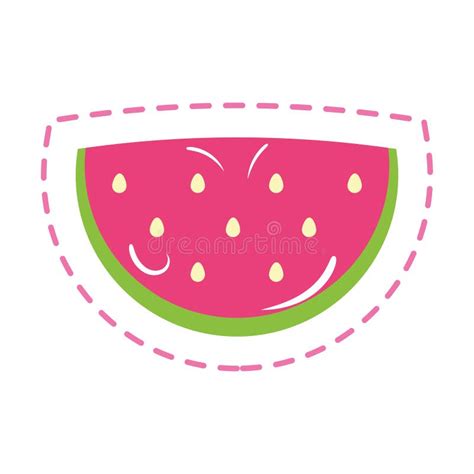 Isolated Colored Groovy Watermelon Sketch Sticker Icon Vector Stock