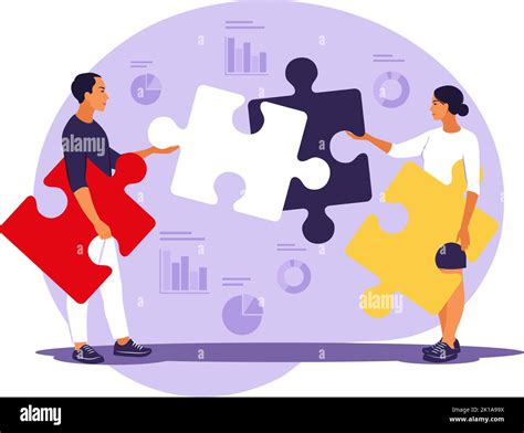 Problem Solving Creative Decision Difficult Task Concept Man And Woman Assembling Puzzle