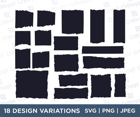 Torn Paper Torn Paper Svg Vector Clipart Set Svg Scrap Etsy Uk