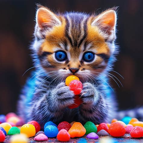 «Милый маленький котенок радужного … — картинка создана в Шедевруме