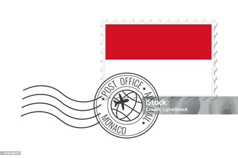 モナコの郵便切手白い背景にモナコの国旗を持つはがきのベクターイラスト モナコ公国のベクターアート素材や画像を多数ご用意 モナコ公国