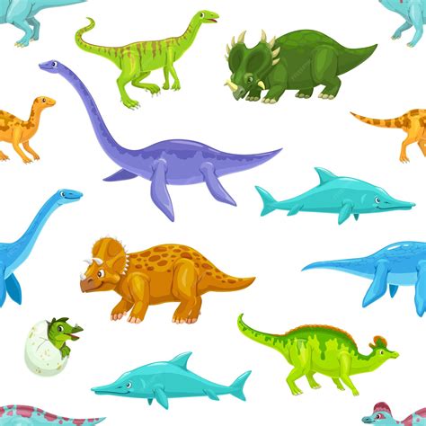Dinossauros Aquáticos E Terrestres Fofos Personagens De Desenhos