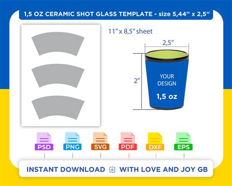 Ceramic Shot Glass Template Svg Png Dxf Eps Label Etsy