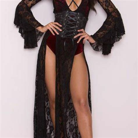 Yandy Dresses Yandy Wicked Vampire Costume Bell Sleeve Lace Velvet