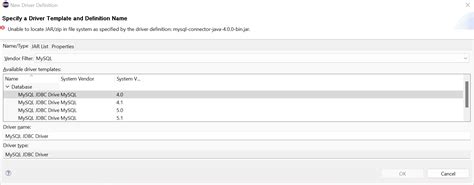 Java Eclipse Availiable Driver Templates Are Emty Stack Overflow