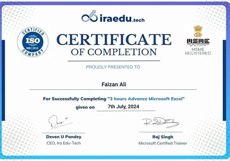 faizan ali on linkedin i have completed advance excel course