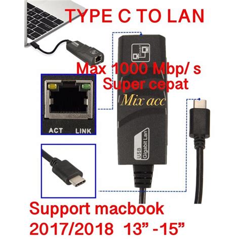 Jual Usb Type C 3 1 To Lan Rj45 Ethernet 100 1000 Mbps Adapter Gigabit Shopee Indonesia