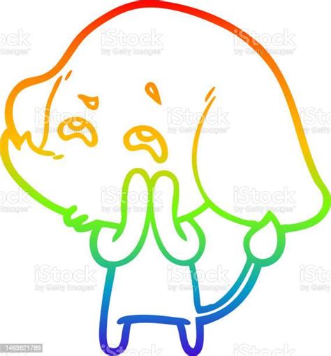 Dessin Au Trait Dégradé Arcenciel Dun Éléphant De Dessin Animé Se