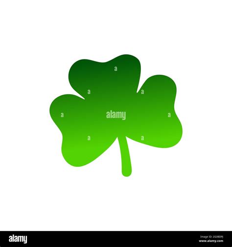 Green Clover Isolated On A White Background Vector Hand Drawn Gradient