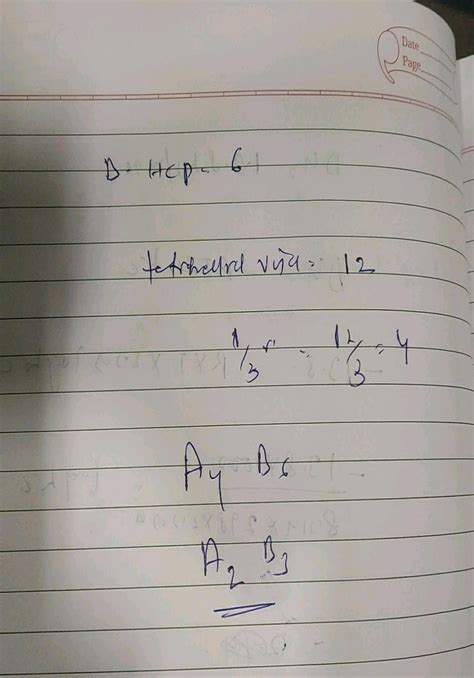 atoms of element b form hcp lattice and those of the element a occupy 2