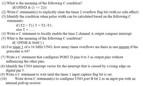 solved 1 what is the meaning of the following c condition