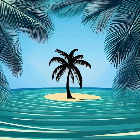 Palmiers Ou Cocotiers Sur Le Rivage Modèles De Logo D été Illustration Vectorielle Vacances Et
