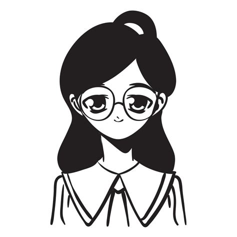 Girl With Glasses Sketch Anime