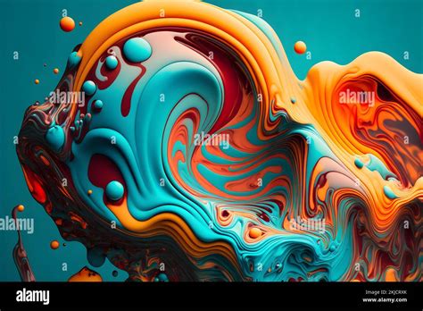 Colored Ink Flow In Abstract Shape Background 3D Rendering Stock Photo