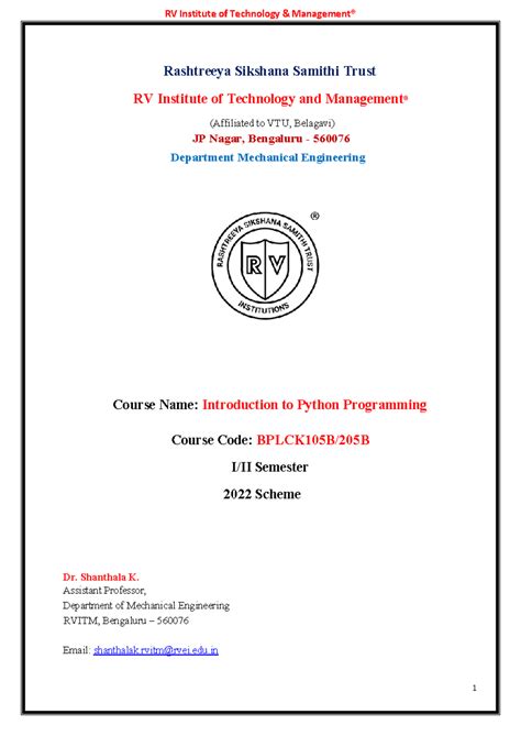 Ipp Module 1 Introduction To Python Programming Notes Studocu