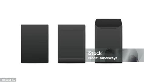 수직 빈 오픈 및 폐쇄 검은 색 봉투 현실적인 스타일의 모형 세트 A4 용지에 대한 스톡 벡터 아트 및 기타 이미지 A4