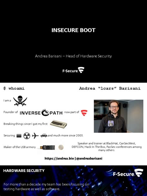 Insecure Boot Andrea Barisani Head Of Hardware Security Pdf