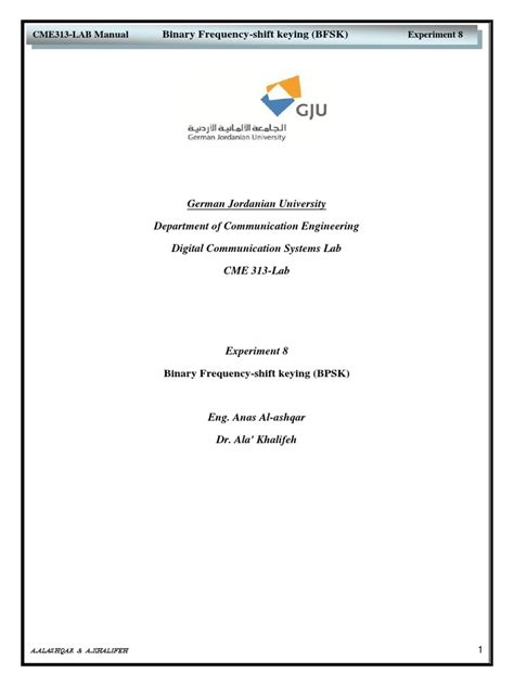 Binary Frequency Shift Keying Bfsk Manual Pdf Modulation Frequency Modulation