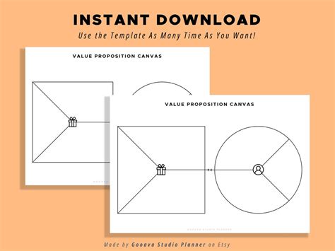 Value Proposition Canvas Blank Simple Business Minimalist Planner Guide And Template Instant