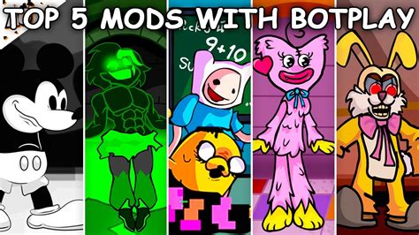 Top 5 Mods With Botplay Friday Night Funkin Youtube