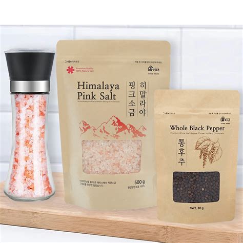 소금 깨 통 후추 그라인더＋히말라야 핑크솔트 500g＋통후추 80g 깨갈이 페퍼밀 조미료 양념병 갈이통 티몬