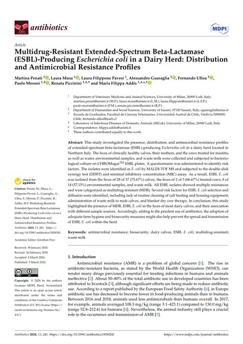 Pdf Multidrug Resistant Extended Spectrum Beta Lactamase Esbl Producing Escherichia Coli In