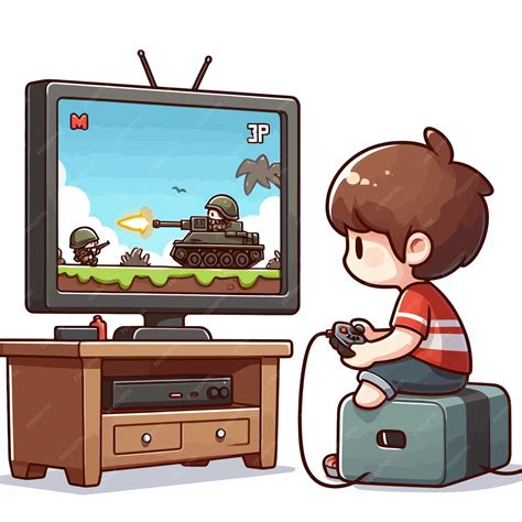 Ilustración De Un Niño Jugando A Un Videojuego Vector Premium