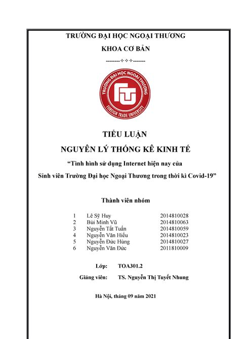 Bài tập nhóm Nltkkt Nlkt TRƯỜNG ĐẠI HỌC NGOẠI THƯƠNG KHOA CƠ BẢN TIỂU LUẬN NGUYÊN LÝ