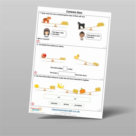 Year 1 Compare Mass Homework Resource Classroom Secrets
