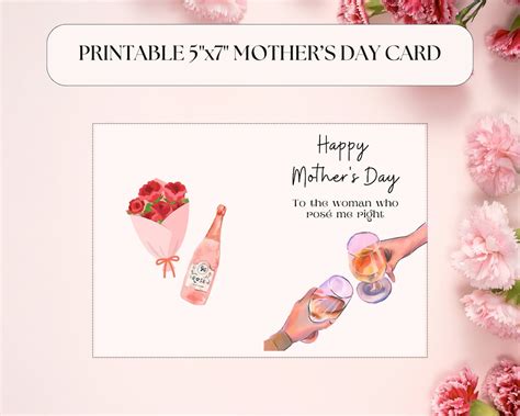 Cute Printable Mothers Day Card Instant Download Happy Mothers Day